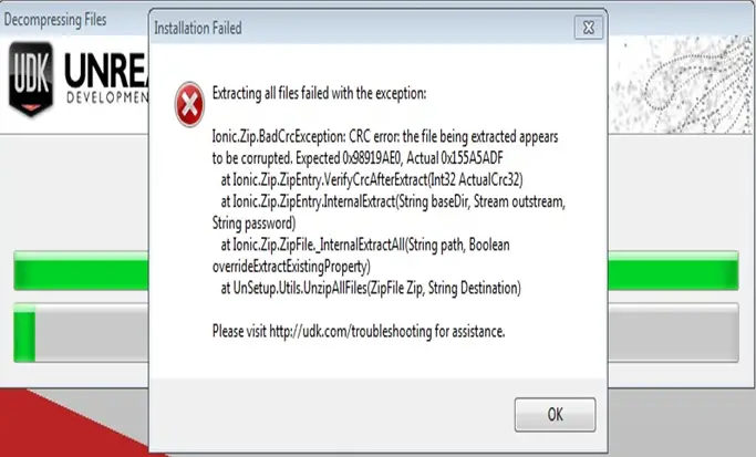 Extracting All Files Failed With Exception